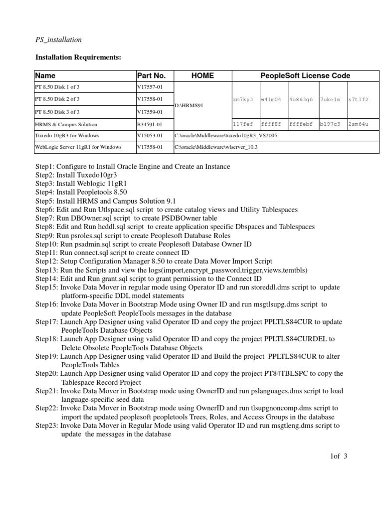 Ps Installation | PDF | Oracle Database | Databases
