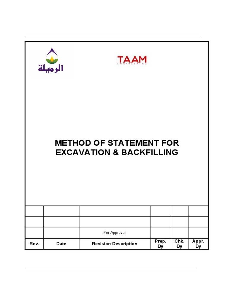 Method Statement Excavation Backfilling | PDF | Concrete | Deep Foundation