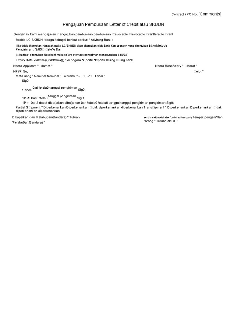 Contoh Pengajuan LC | PDF