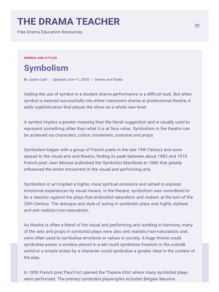 Symbolism - The Drama Teacher - 1637727848874 | PDF | Symbolism (Arts ...