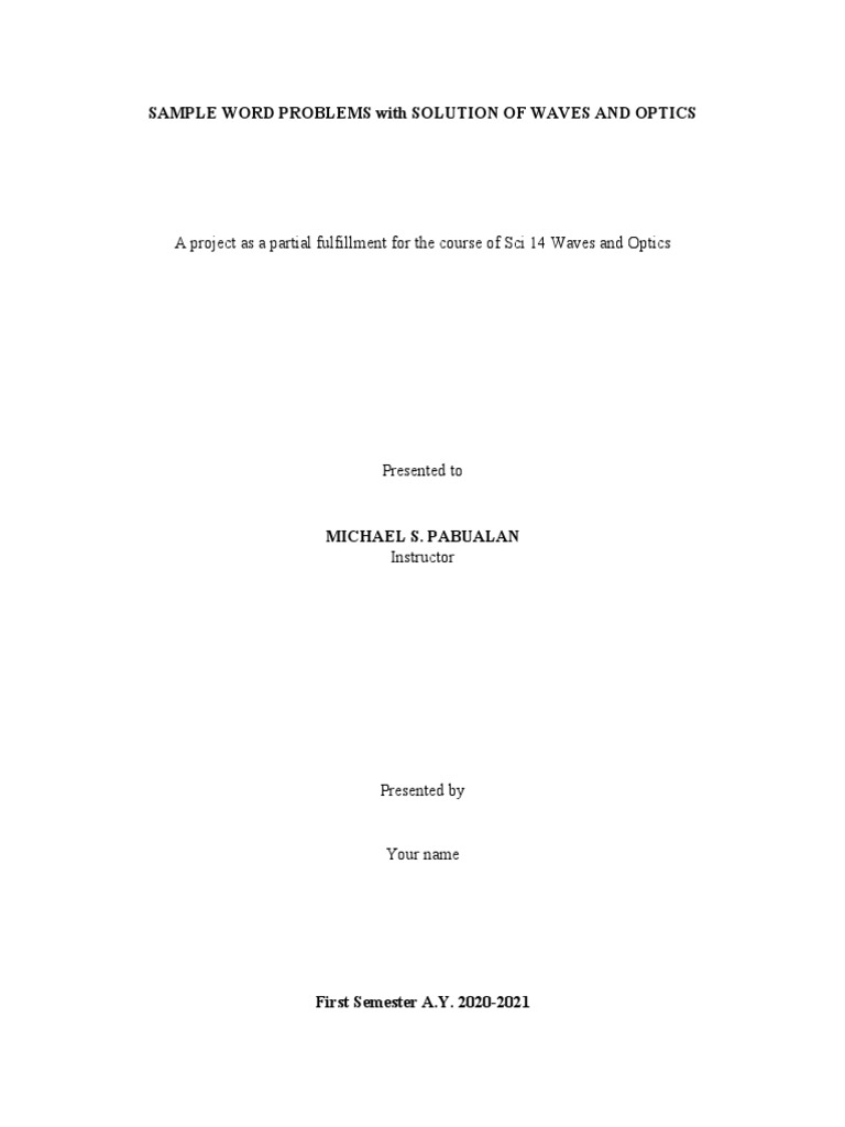 Waves & Optics Student Guide | PDF | Optics | Waves