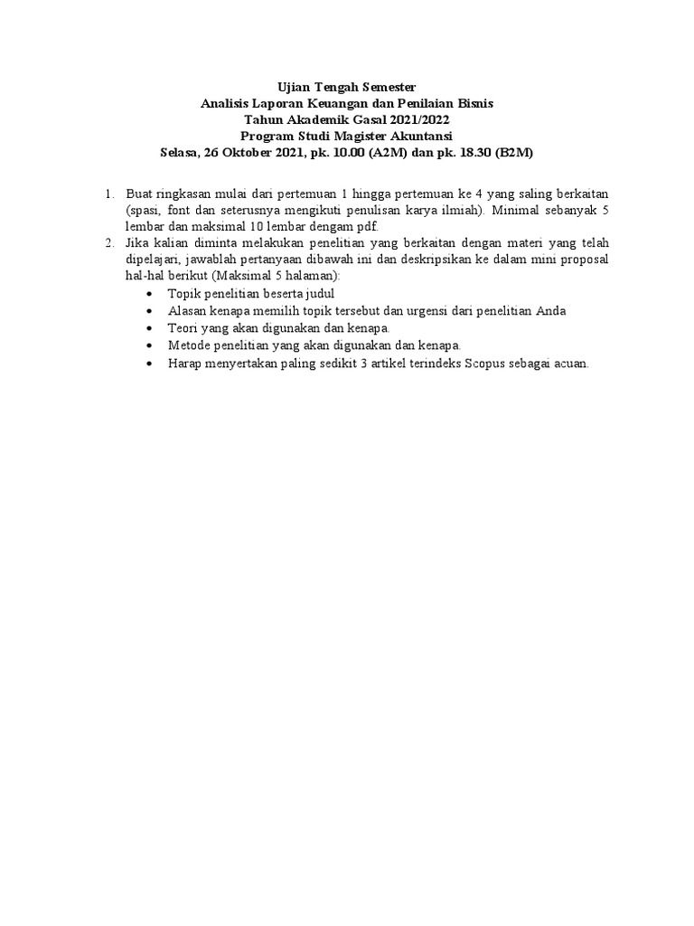 Soal Uts Alk 2021 Okt s2 Maksi | PDF
