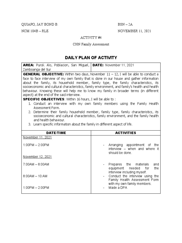 NCM 104B Activity No. 4 Revised | PDF | Hygiene | Foods