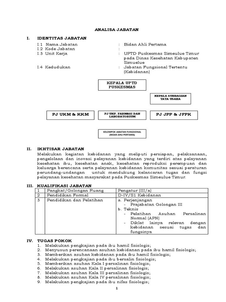 ANJAB BIDAN AHLI PERTAMA Simtim | PDF