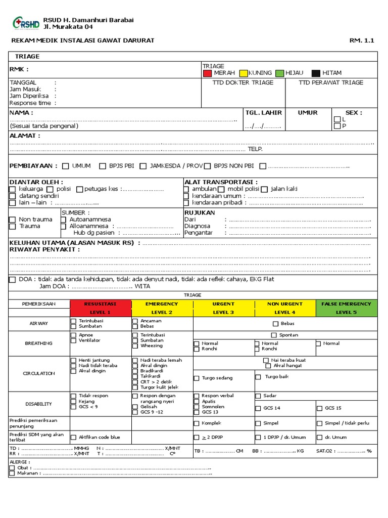 Lembar Triase Baru | PDF