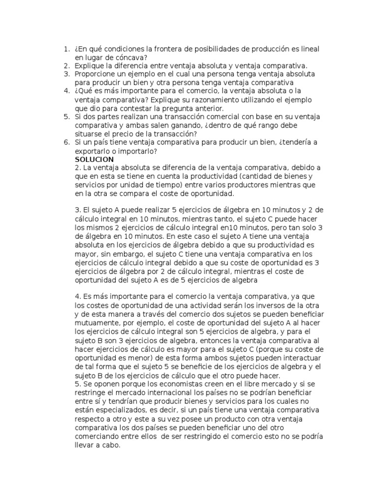 Capitulo 3 | PDF | Ventaja comparativa | Costo de oportunidad