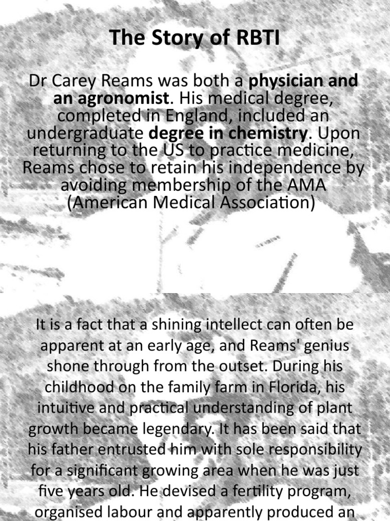 DR Carey Reams - The Story of RBTI | PDF | Ion | Pancreas