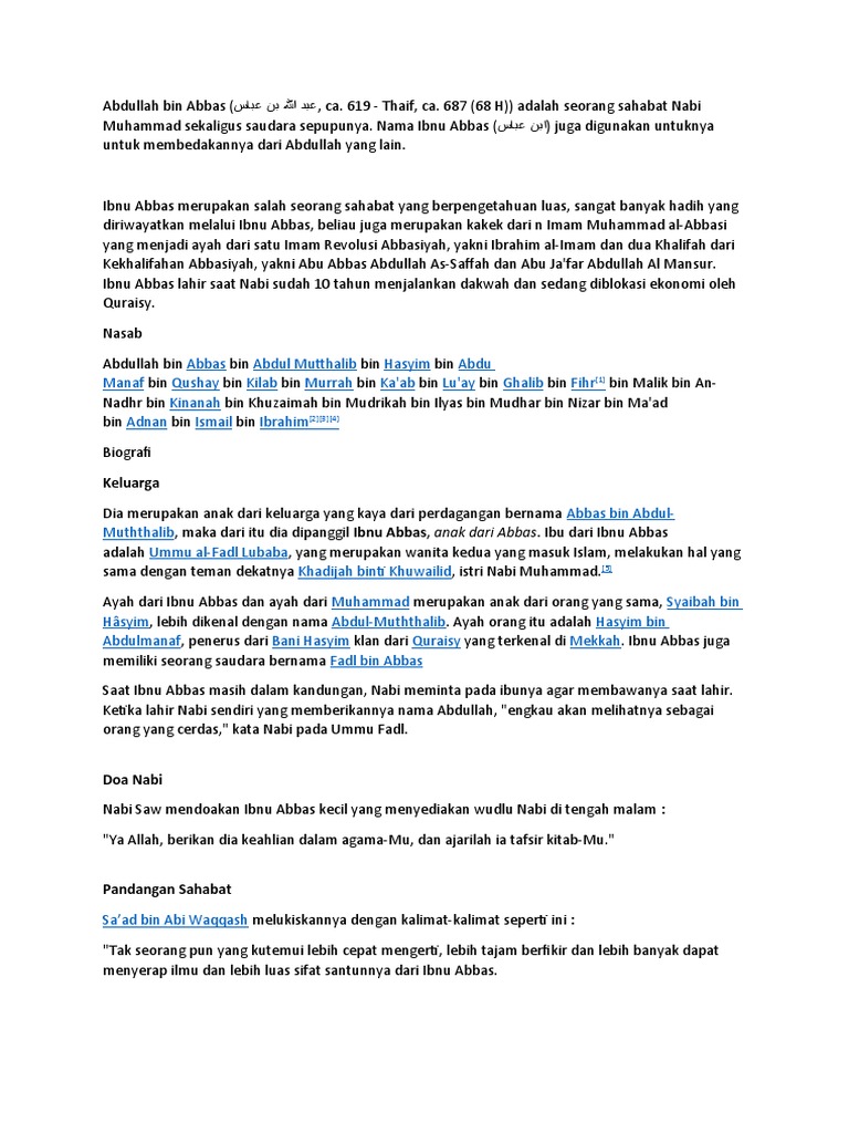 Abdullah Bin Abbas | PDF