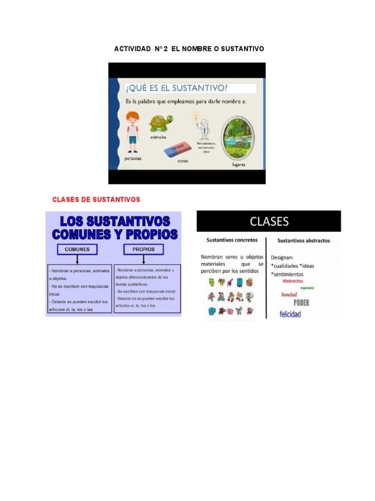 Actividad #2 El Nombre o Sustantivo 3º Trim | PDF | Estudios de idiomas ...