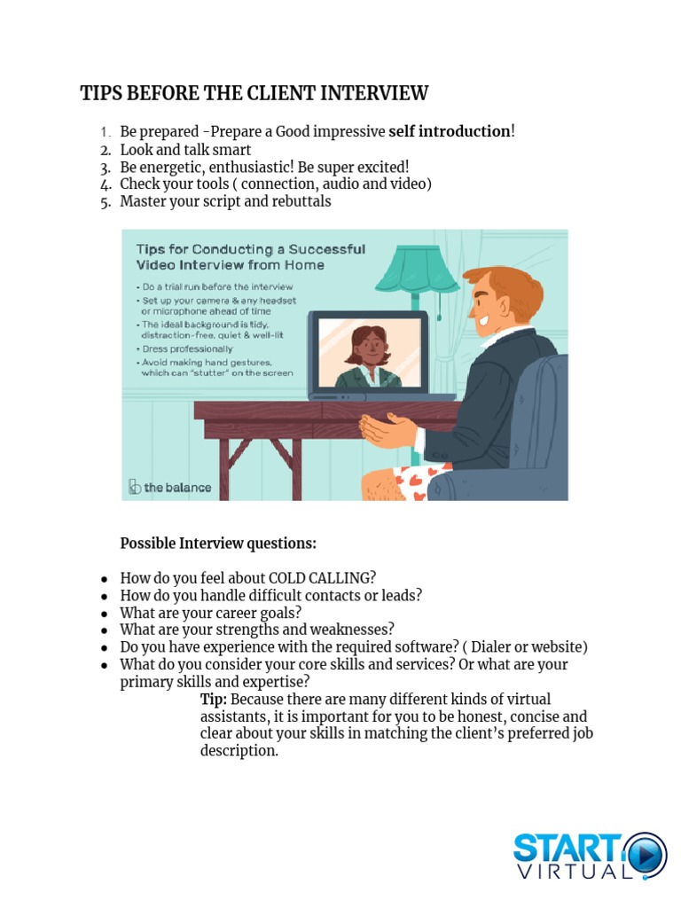 Tips Before The Client Interview: Self Introduction | PDF | Interview ...
