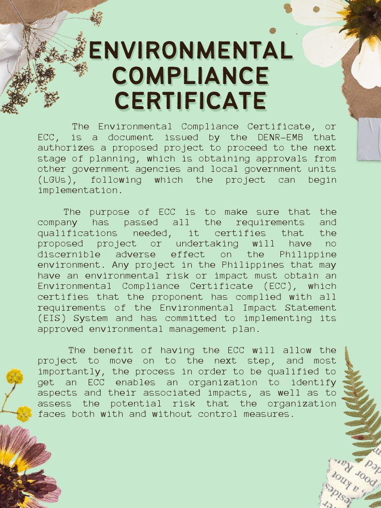 Environmental Compliance Certificate Overview | PDF | Business ...