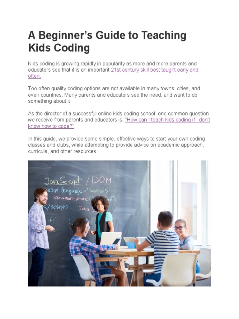 A Beginner's Guide To Teaching Kids Coding: 21st Century Skill Best ...