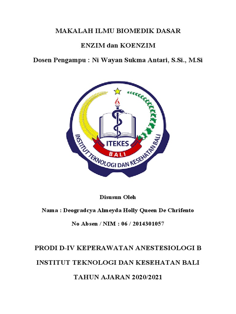 MAKALAH ILMU BIOMEDIK DASAR (Enzim Dan Koenzim) | PDF | Sains & Matematika