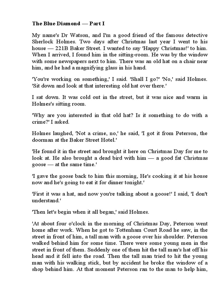 The Blue Diamond | PDF | Sherlock Holmes | Dr. Watson