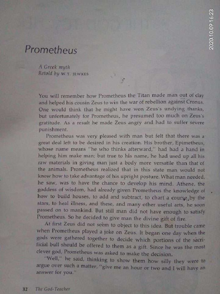Greek Myth-Prometheus | PDF