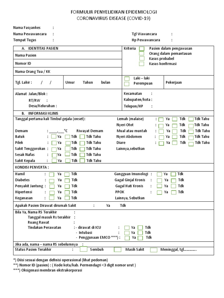 Formulir Penyelidikan Epidemiologi | PDF