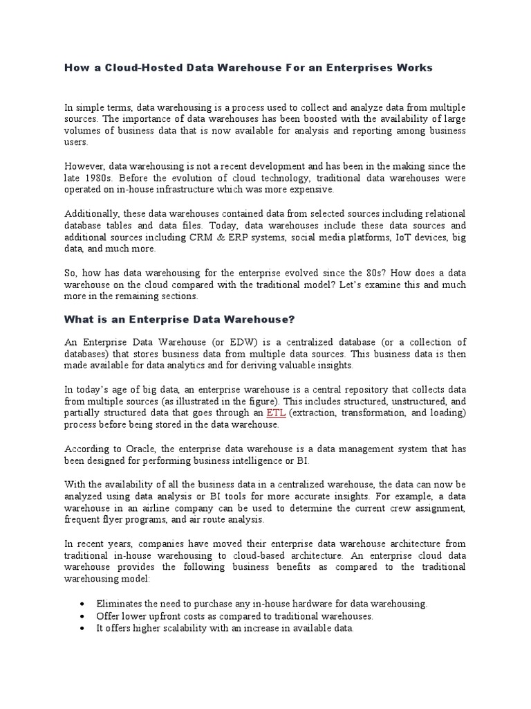 Cloud Data Warehouse | PDF | Data Warehouse | Cloud Computing