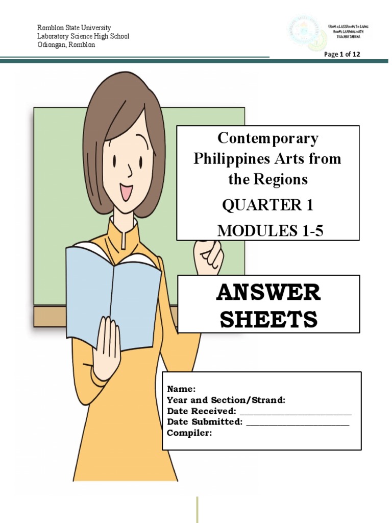 Q1 Modules 1 5 CPAR 12 Answer Sheets 1 | PDF | Paintings | Basket Weaving