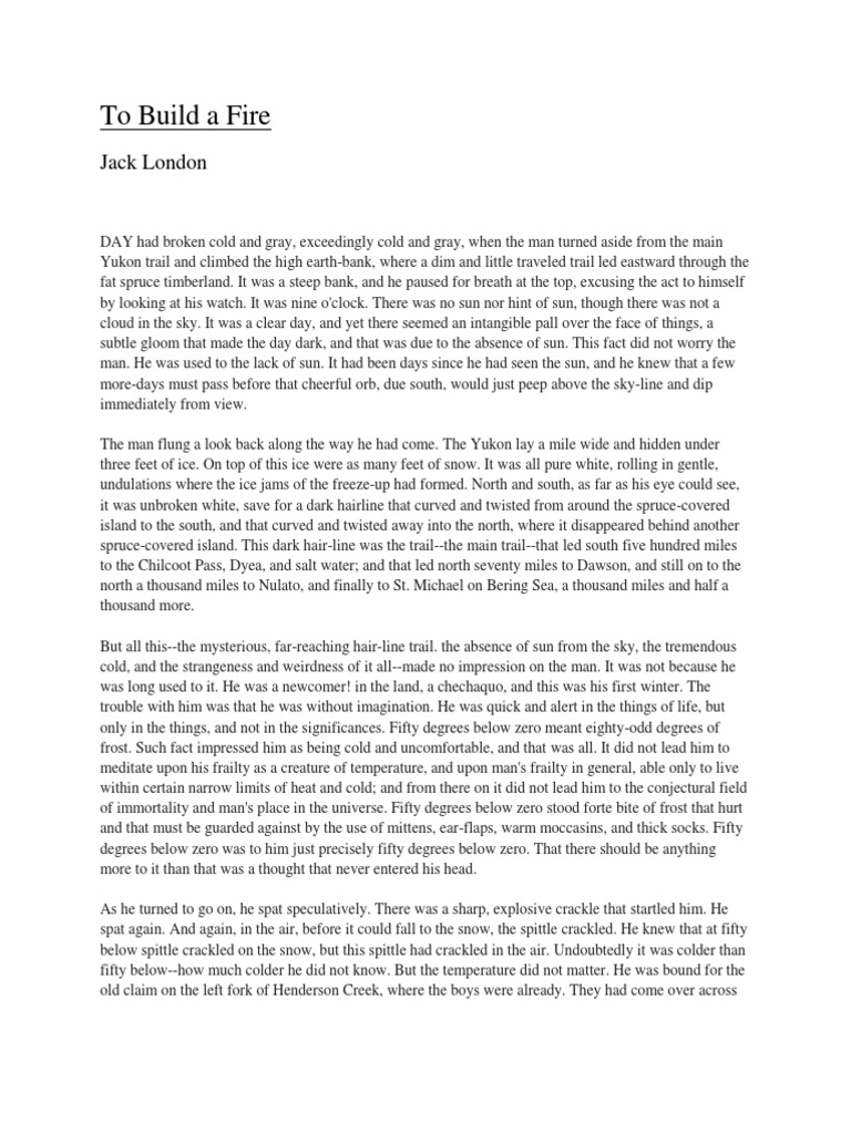 To Build A Fire by Jack London | PDF
