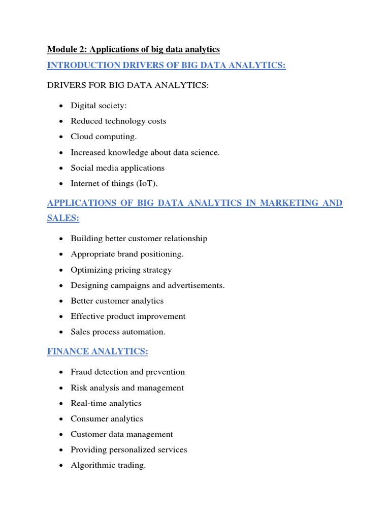 Module 2 of Big Data Analytics | PDF | Analytics | Big Data