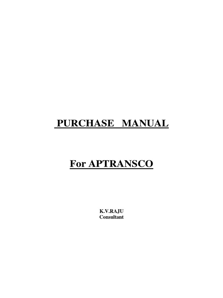 APTRANSCO Purchase Manual Overview | PDF | Inventory | Procurement