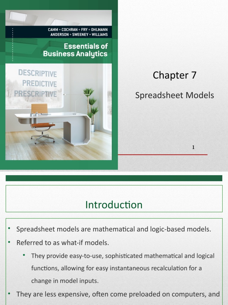 Chap 07 Spreadsheet Models | PDF | Spreadsheet | Sensitivity Analysis