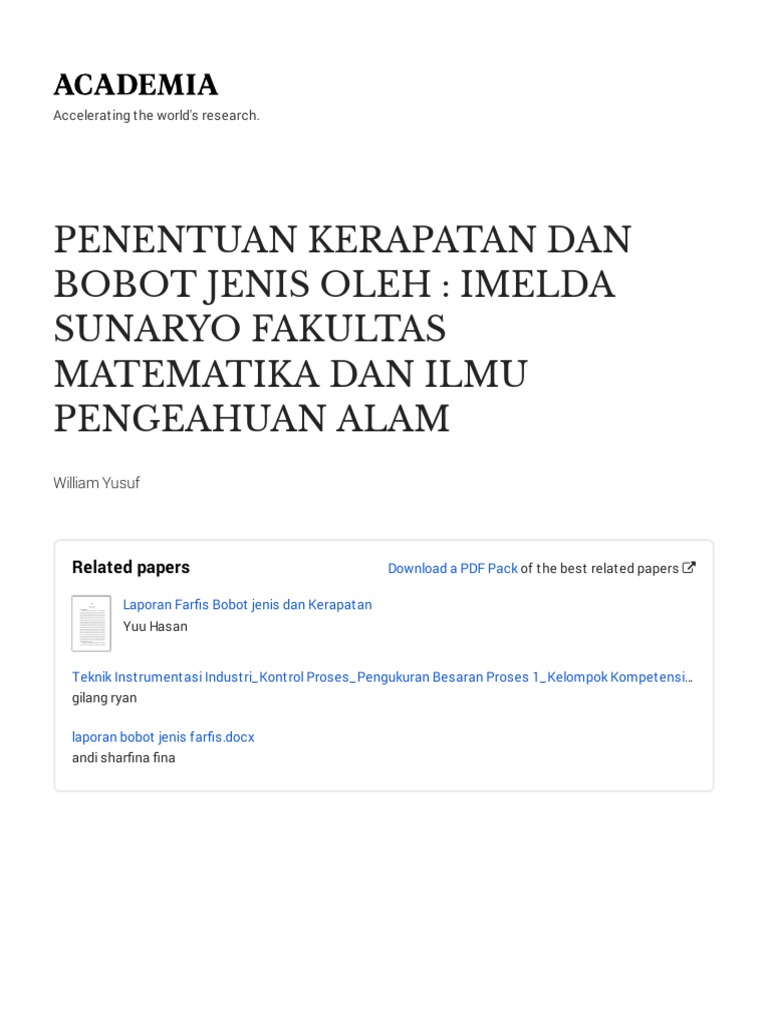 JURNAL Kerapatan Dan Bobot Jenis With Cover Page v2 | PDF
