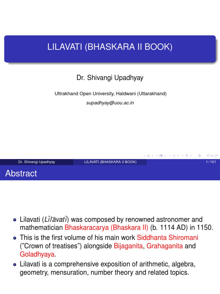 Lilavati (Bhaskara Ii Book) : Dr. Shivangi Upadhyay | PDF | Geometry ...