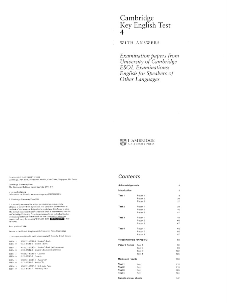 KET - CUP 4 (Book) | PDF