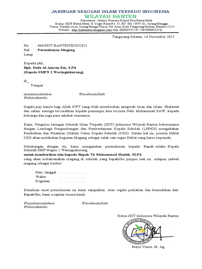 Surat Permohonan Magang | PDF