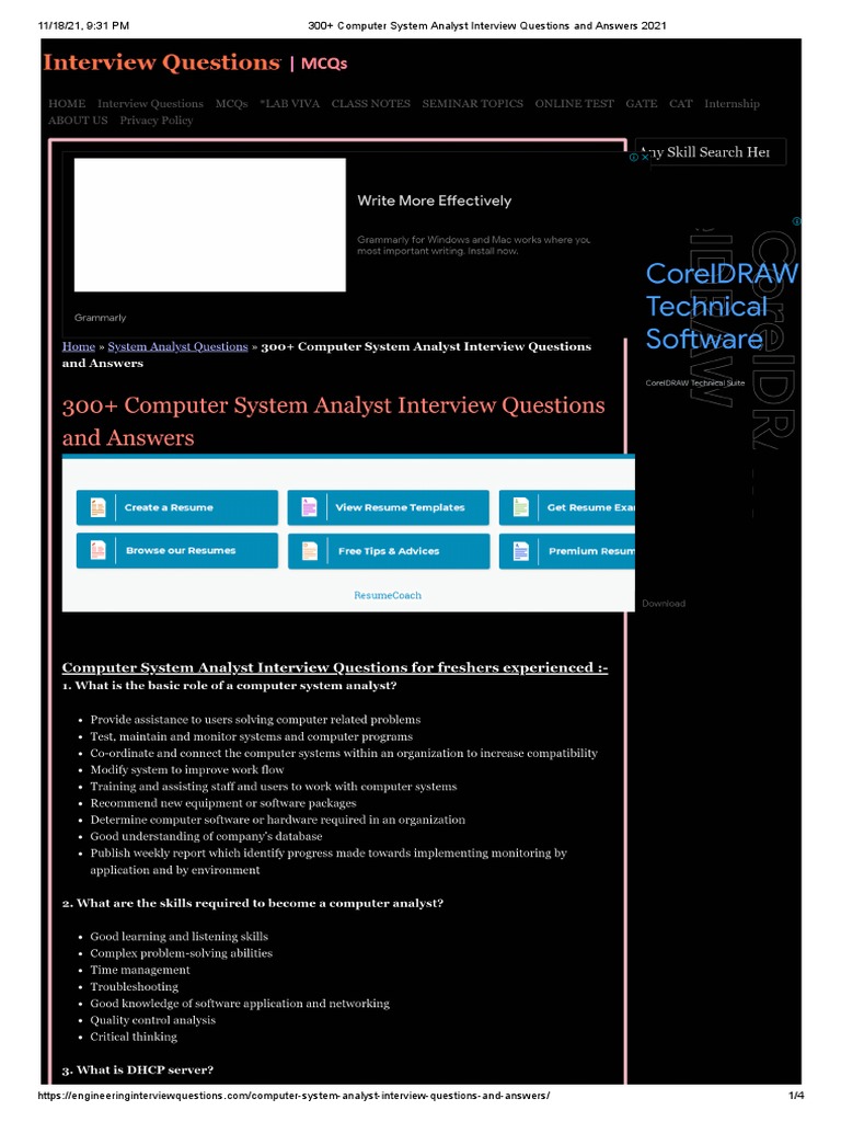 300+ Computer System Analyst Interview Questions and Answers 2021 | PDF