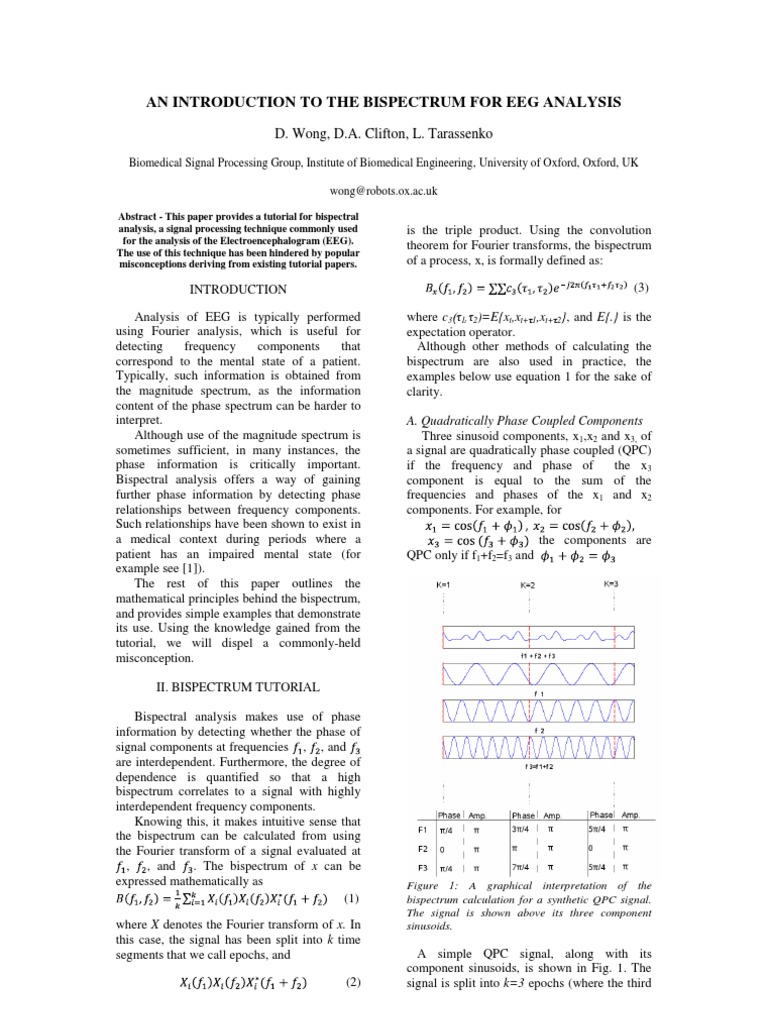 Bispectral Analysis for EEG Insights | PDF | Spectral Density ...