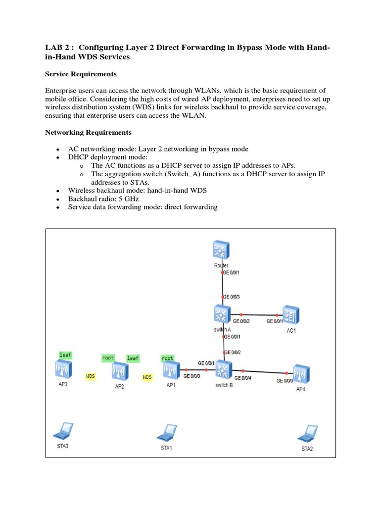 LAB 2: Configuring Layer 2 Direct Forwarding in Bypass Mode With Hand-in-Hand WDS Services | PDF ...