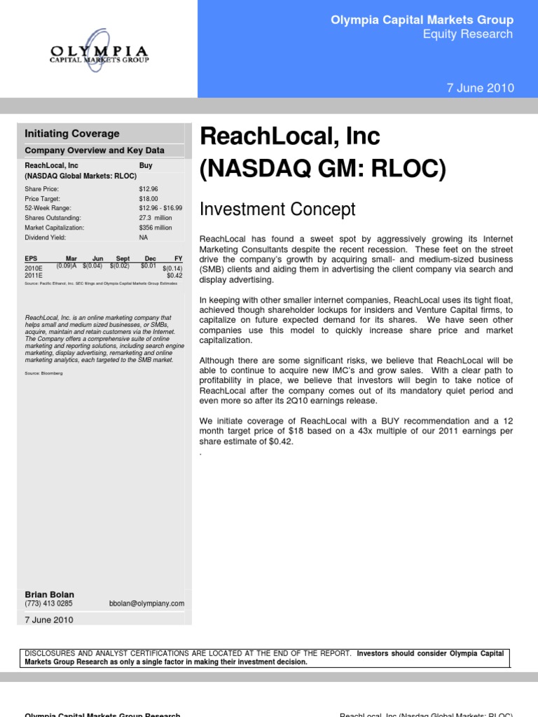 RLOC Initiation 6710 | PDF | Initial Public Offering | Advertising