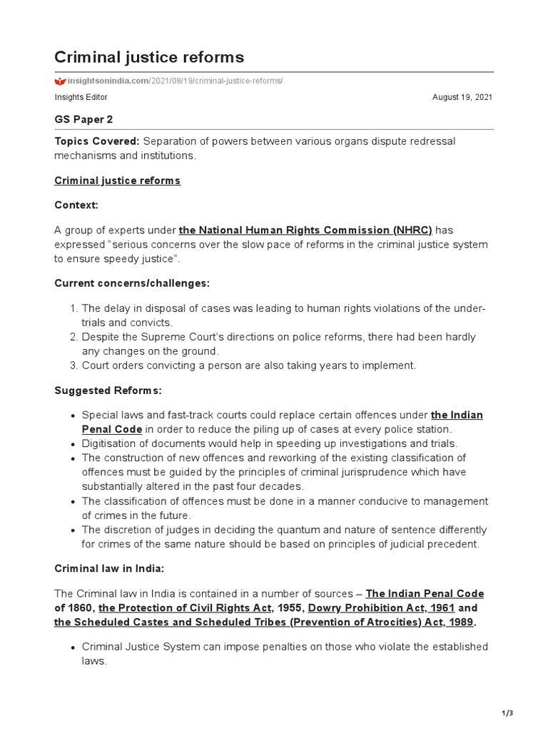 Criminal Justice Reforms | PDF | Crime & Violence | Crimes