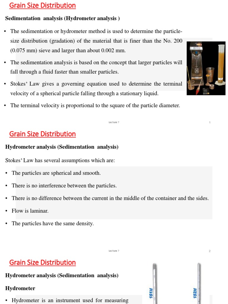Sedimentation Analysis (Hydrometer Analysis) | PDF | Particle Size ...