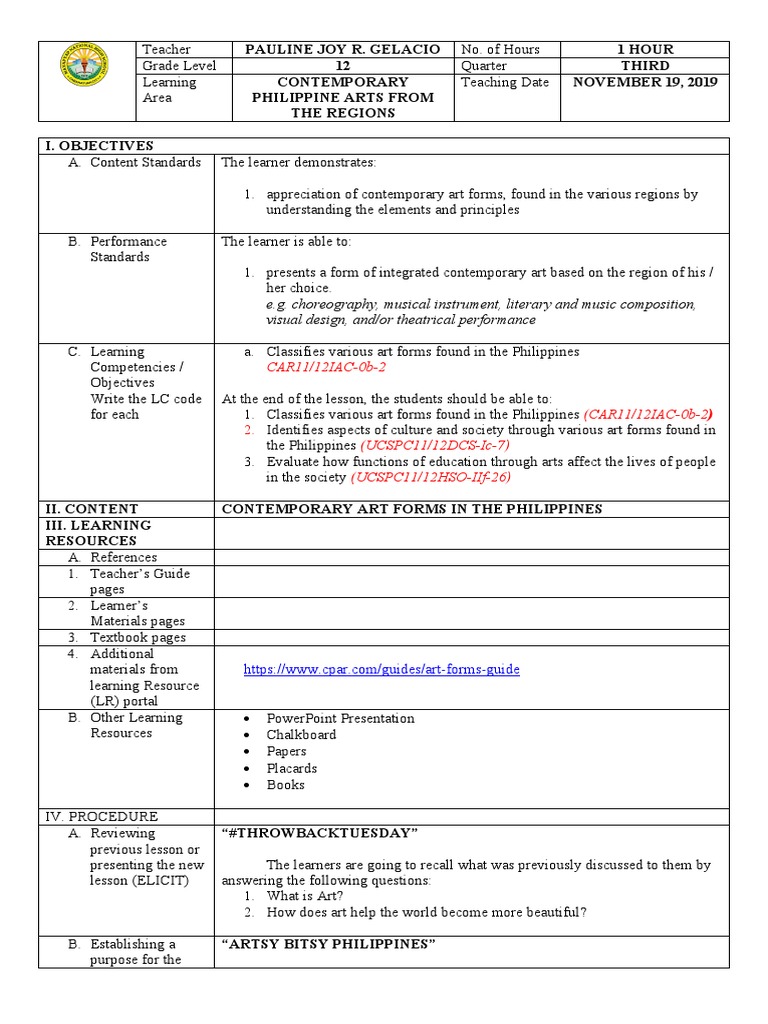 Semi Detailed Lesson Plan Prototype | PDF | Learning | Lesson Plan