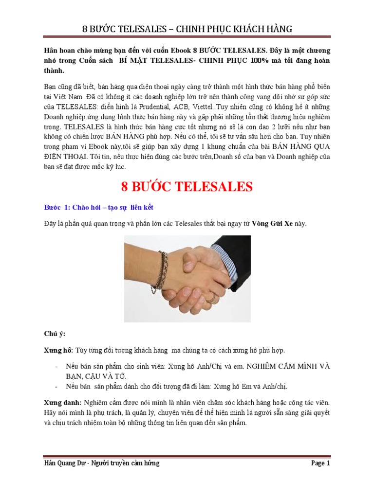 Ebook 8 Buoc Telesales Chinh Phuc Khach Hang | PDF
