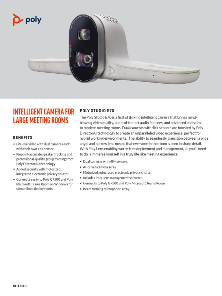 Intelligent Camera For Large Meeting Rooms: Poly Studio E70 | PDF ...