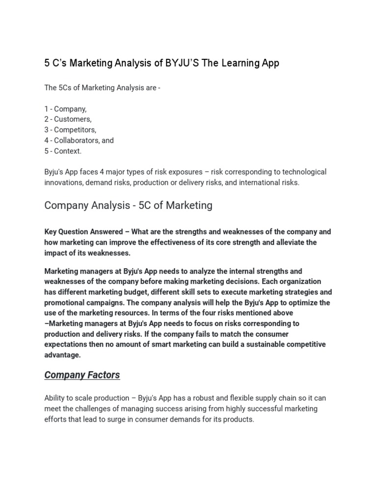 Byjus 5 C's Analysis | PDF | Marketing | Marketing Strategy