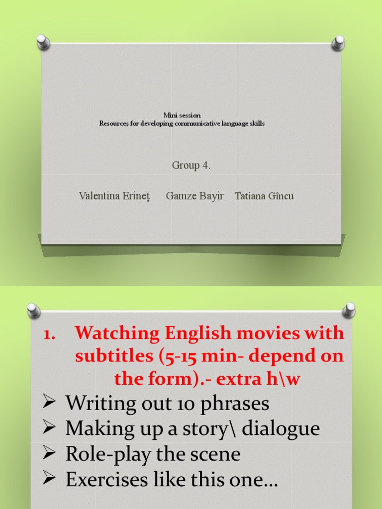 Group 4. Resources For Developing Communicative Language Skills | PDF