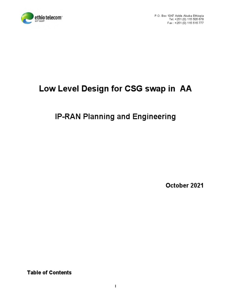 CSG Swap Low Level Design in Addis Ababa | PDF | Ethiopia | Computer ...