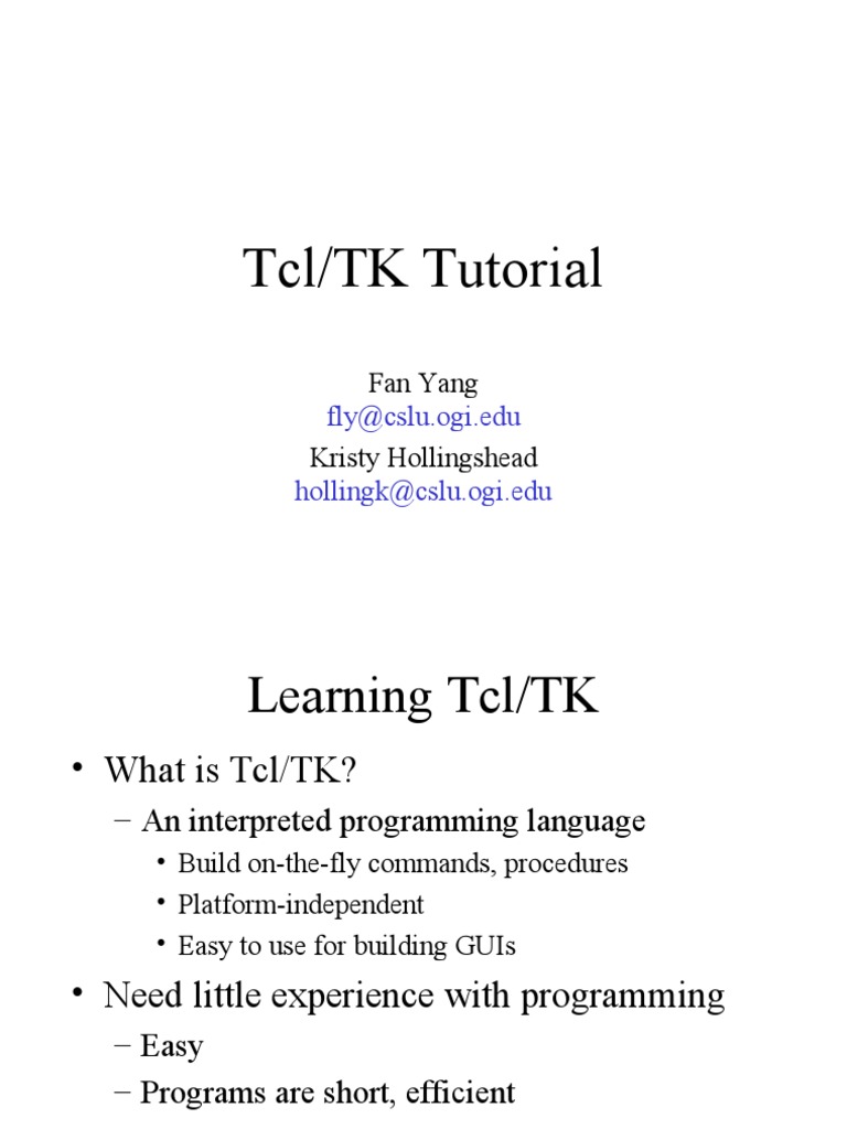 Tcl/TK Tutorial - Learn Programming Fundamentals | PDF | Command Line Interface | Computing