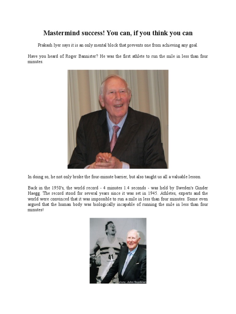 Mastermind Success! You Can, If You Think You Can | PDF | Mind | Cognition