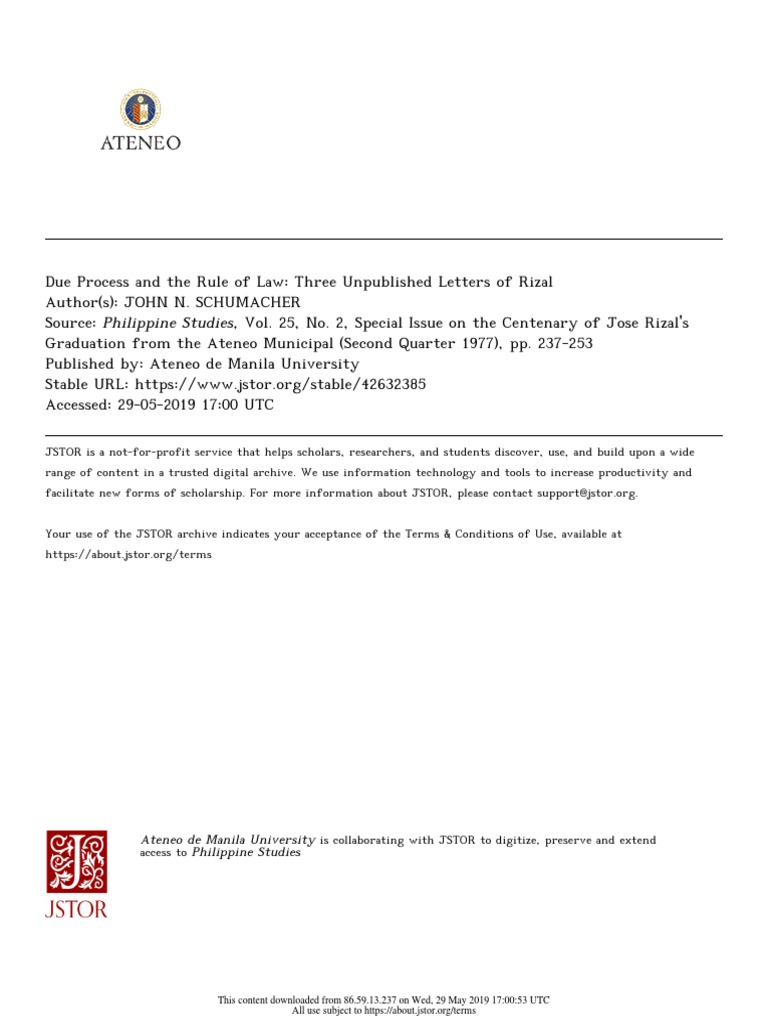 Rizal's Letters on Due Process | PDF | Philippines | Manila