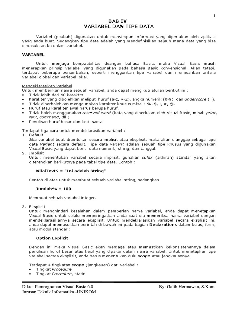 Diktat Visual - Basic.6.0 - Bab 4 | PDF | Teknologi & Rekayasa