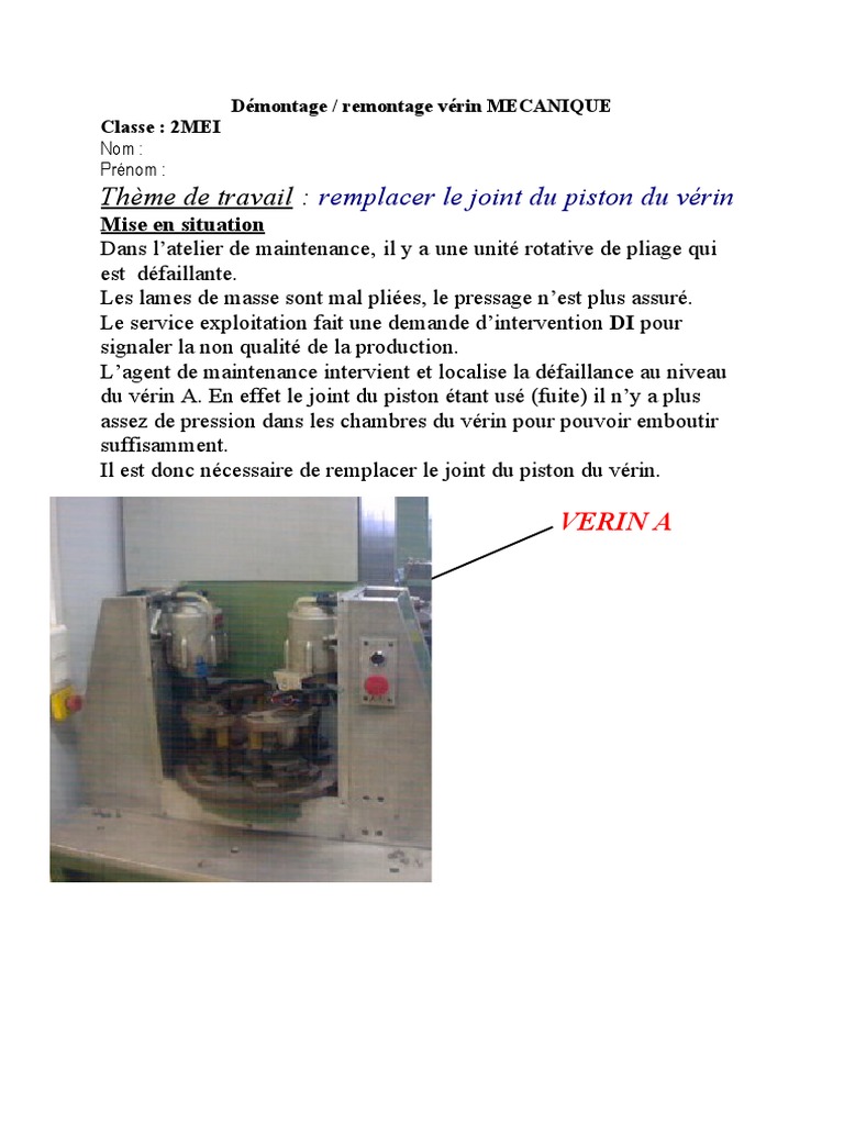 TD Demontage Vérin | PDF