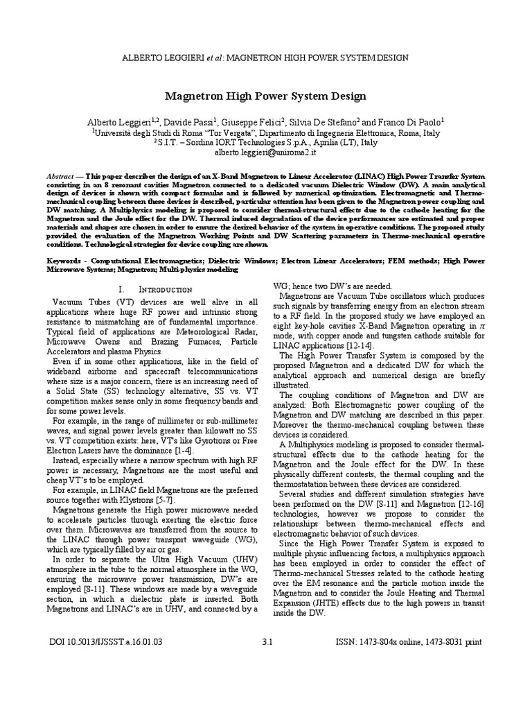 Magnetron High Power System Design | PDF | Resonance | Waveguide