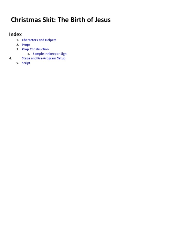 Christmas Skit: The Birth of Jesus: Index | PDF | Mary, Mother Of Jesus ...