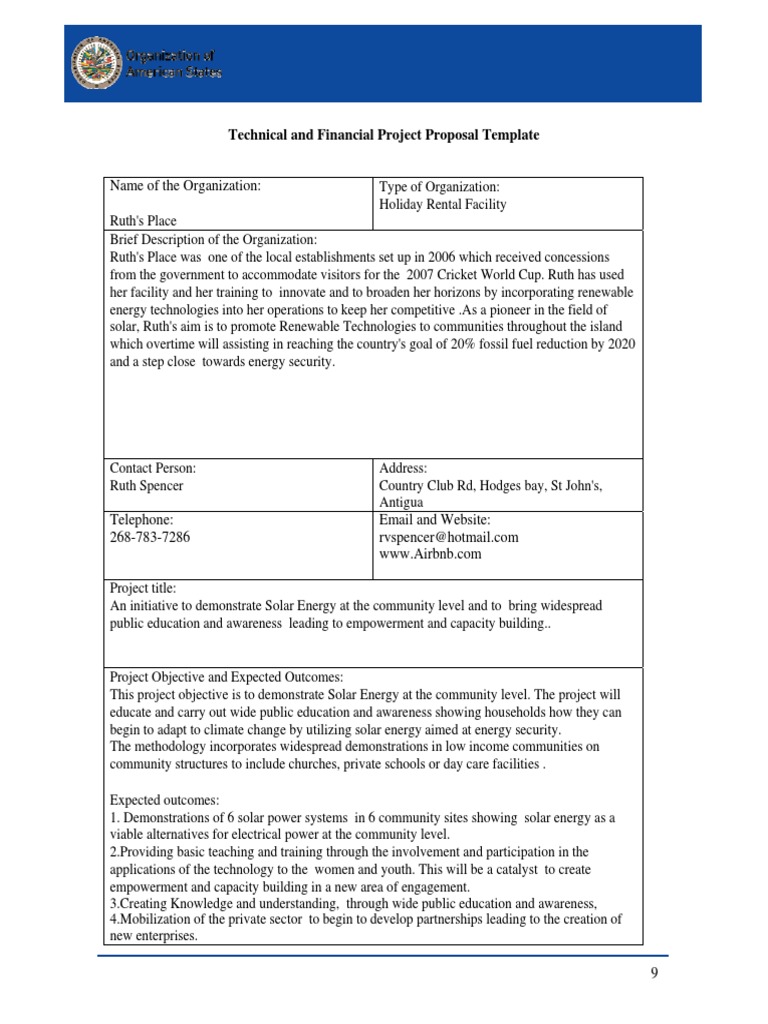 Oas Technical and Financial Project Proposal Template | PDF | Solar ...